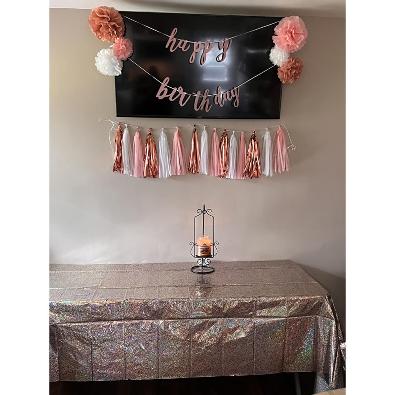 The Party Aisle™ Pink Rose Gold Birthday Party Decorations Set,Rose ...