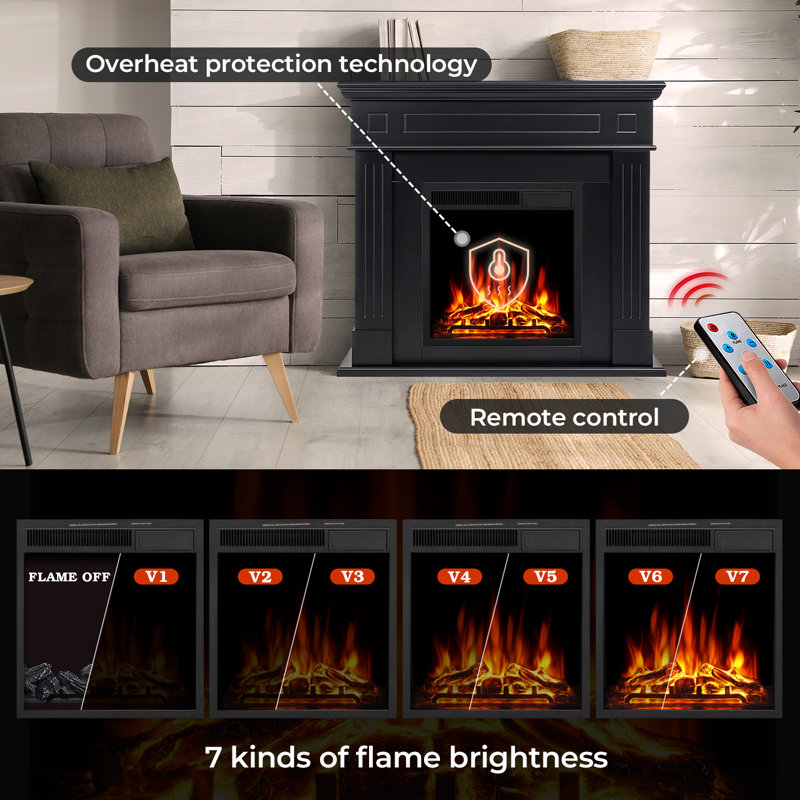 Winston Porter Tarijah 43" 1500W Electric Fireplace Mantel W/ Realistic ...