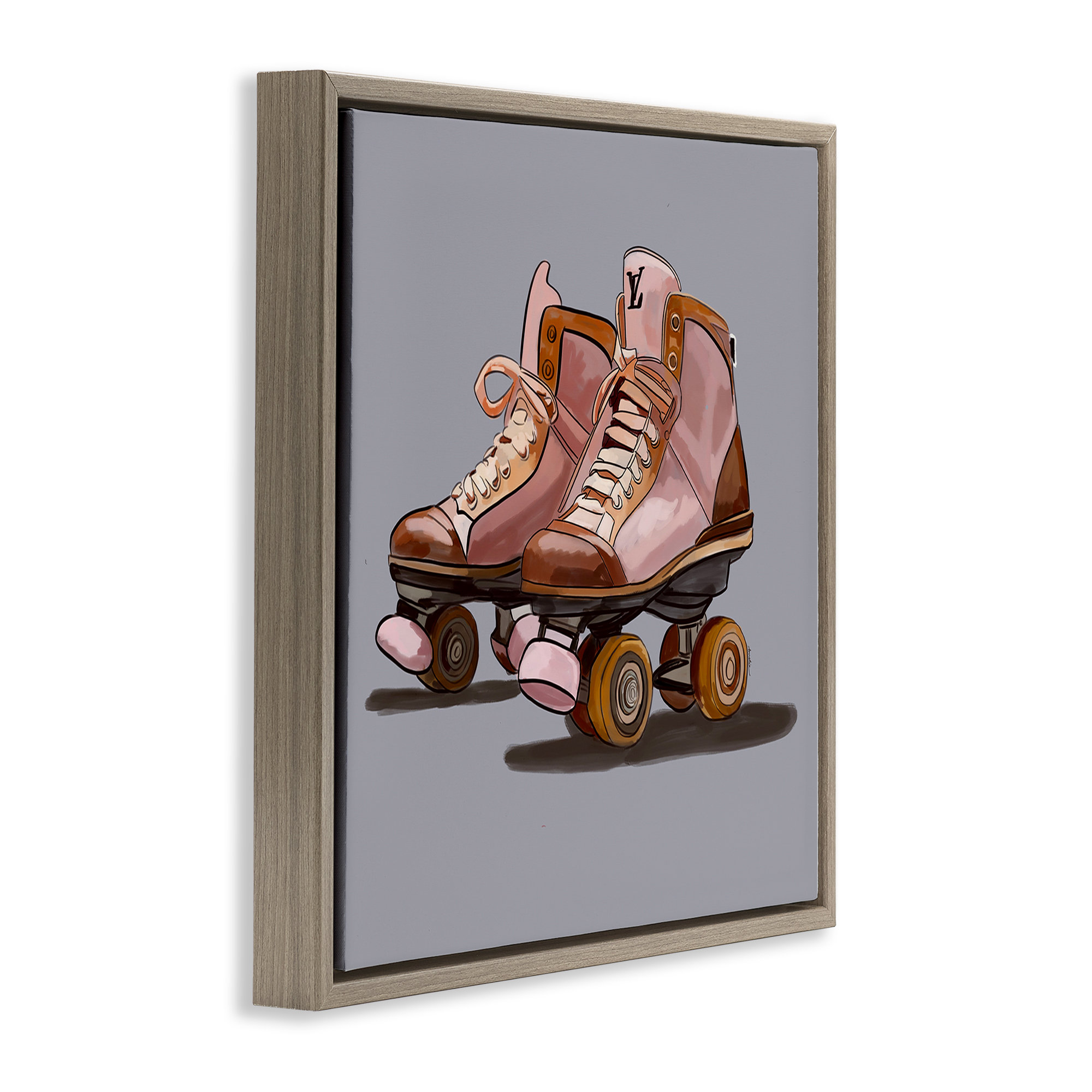 Lark Manor™ Roller Skates on Grey Gray Framed Floater Canvas Wall Art ...