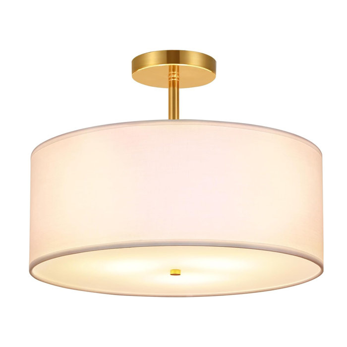Corrigan Studio® 15.74" Drum 3-Light Semi Flush Ceiling Light with ...