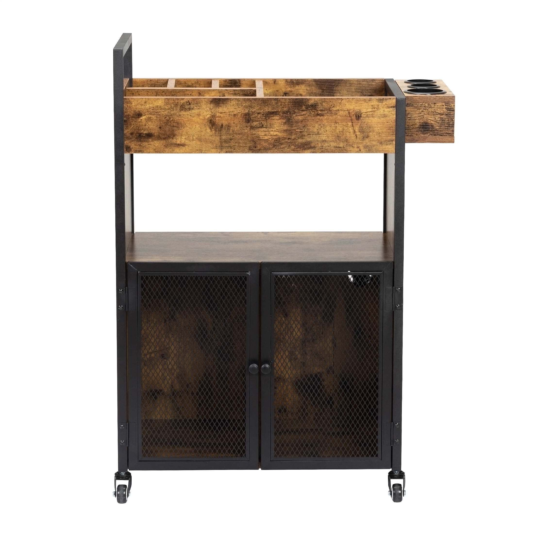 17 Stories 3-Tier Salon Trolley with Charging Station, Rustic Brown ...