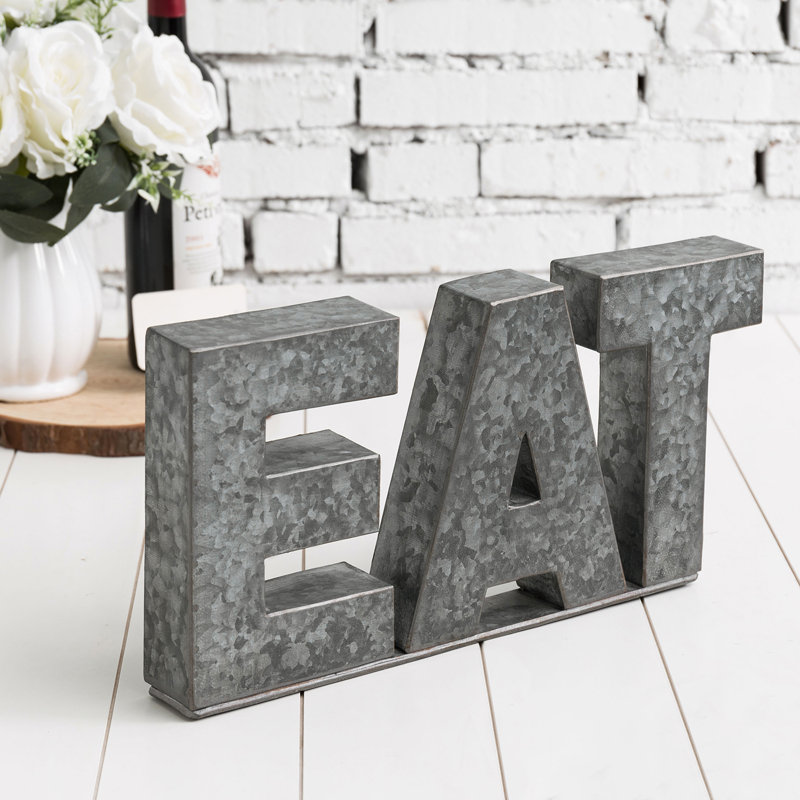 Gracie Oaks EAT Galvanized Metal Wall Decor | Wayfair