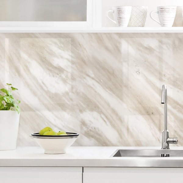 Ivy Bronx Corey Palissandro Marble 50 x 300cm PVC Tile in Cream/Beige ...