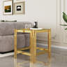 Mercer41 Luxury Double Layer Tempered Glass End Table With Gold ...