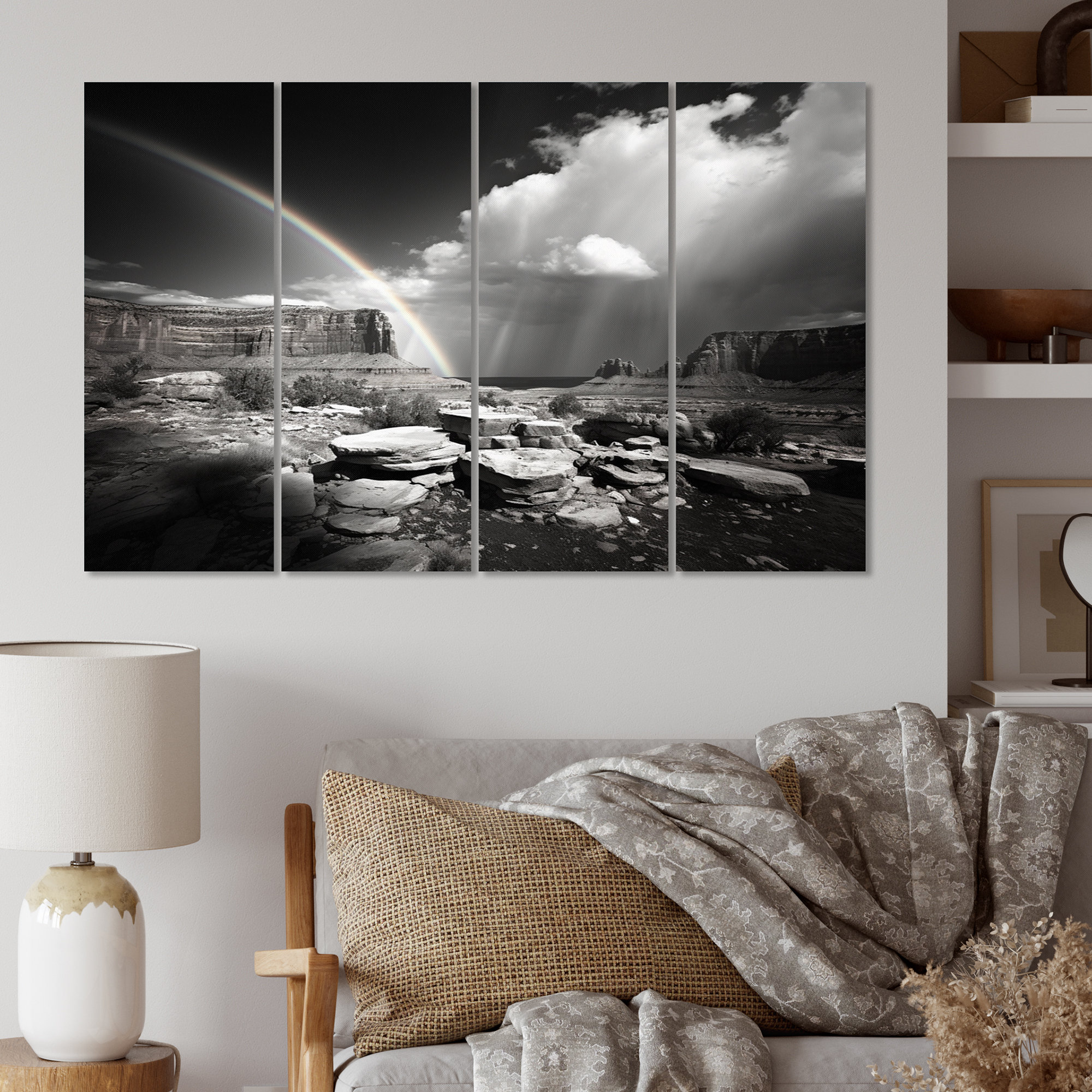 Millwood Pines Monochrome Rainbow Prism Landscape On Canvas 4 Pieces ...