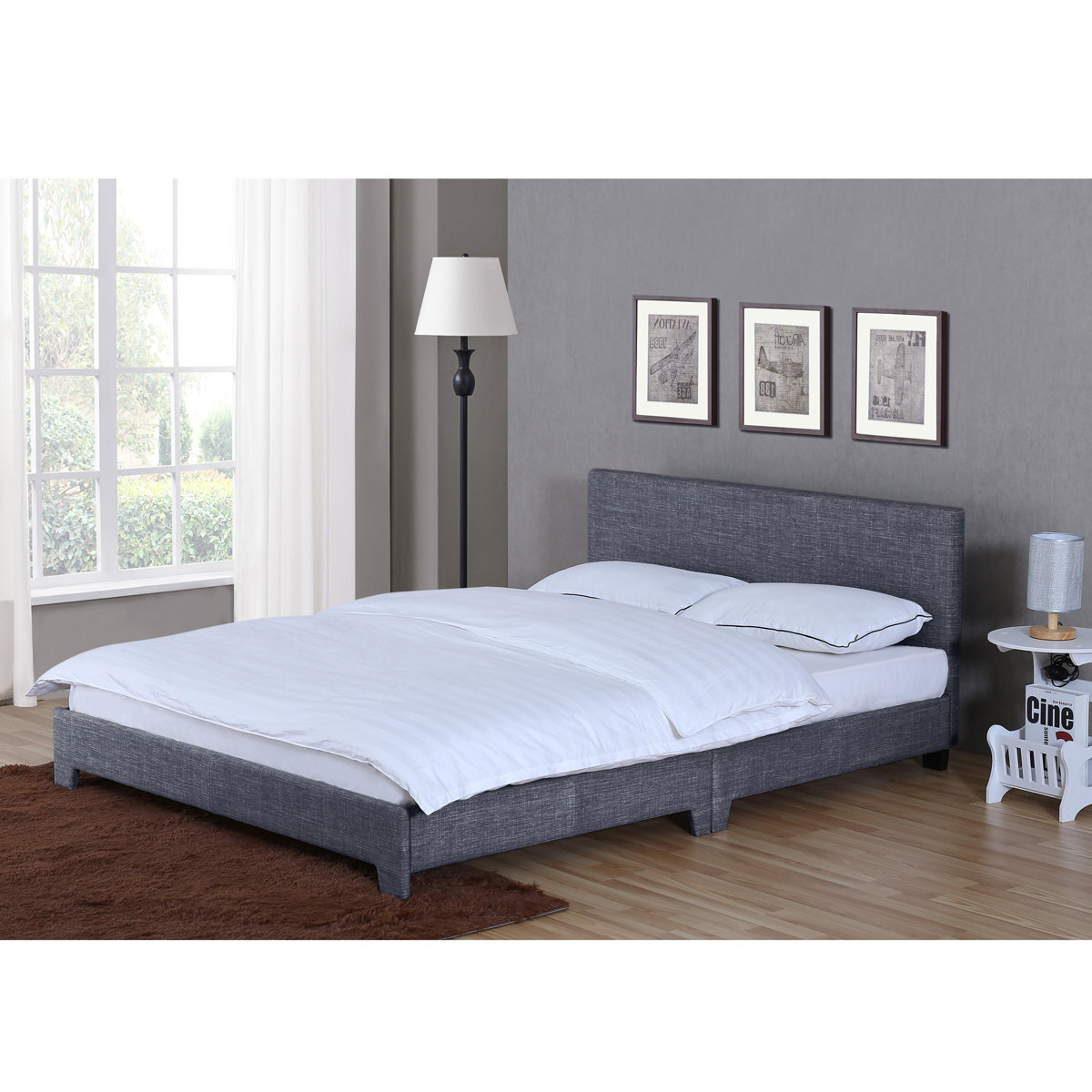 Latitude Run® Agamjit Full Bed Frame With Headboard | Upholstered ...