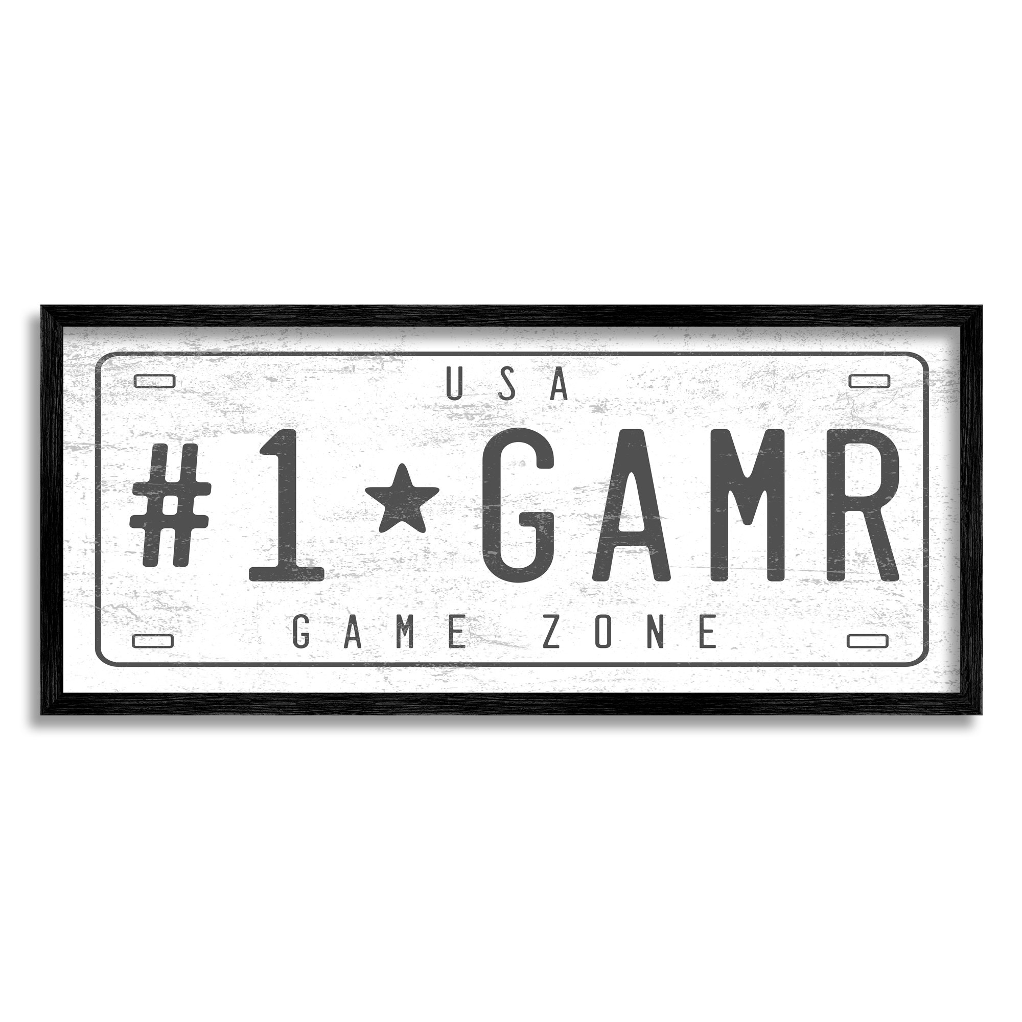 Stupell Industries Number One Gamer Vintage Car Licence Plate White ...