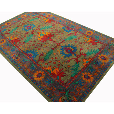 Darya Home Handmade Wool Red/Gray/Black Rug | Wayfair