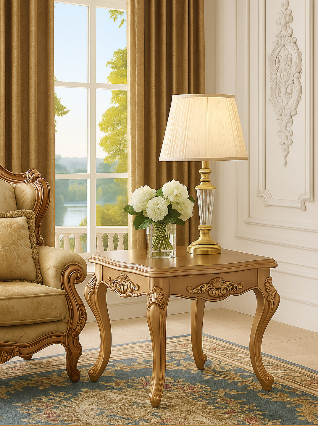 Rosdorf Park Luxury Traditional End Table In Gold Finish - Wayfair Canada