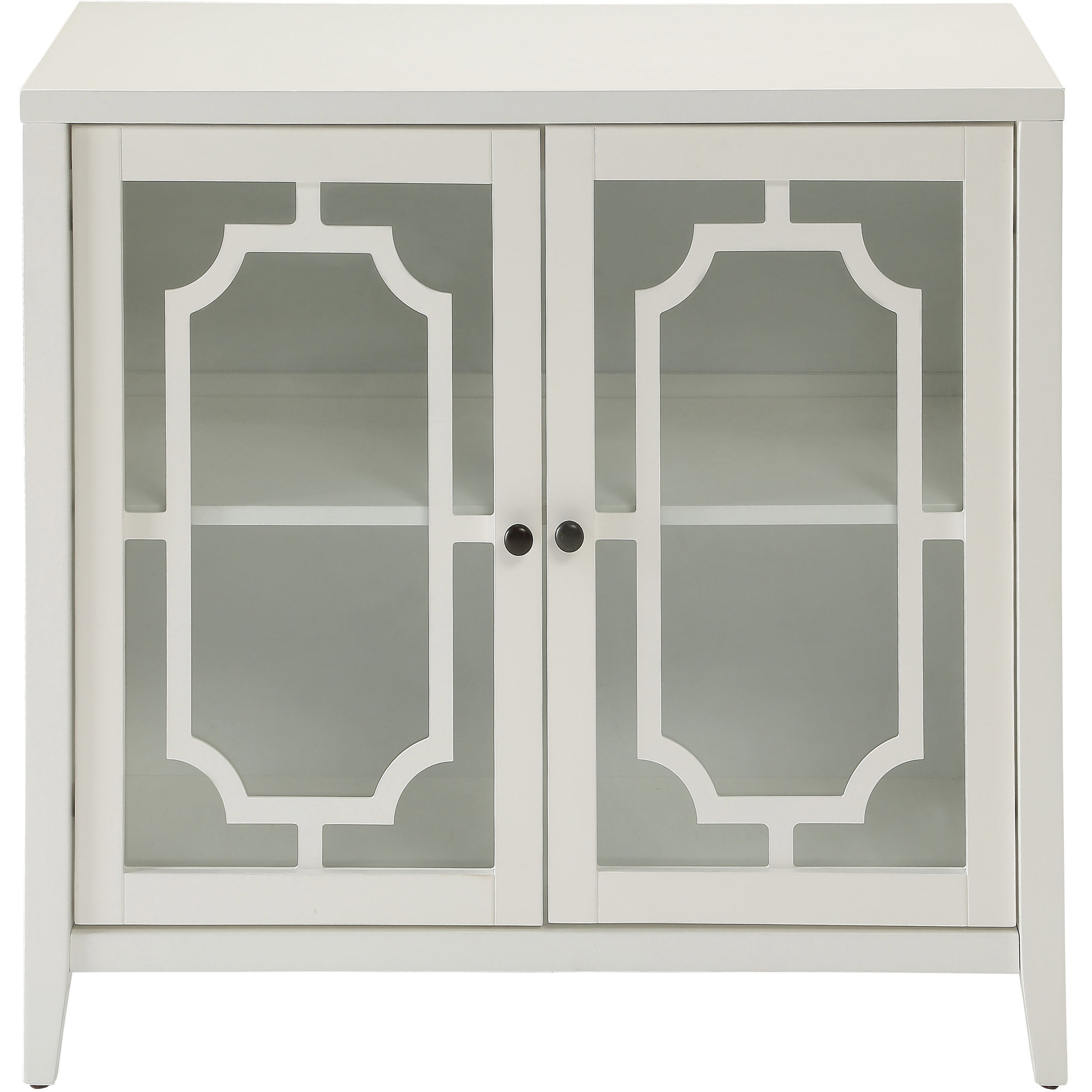 Dovecove White Console Table With Display Area - 2 Doors & Practical ...