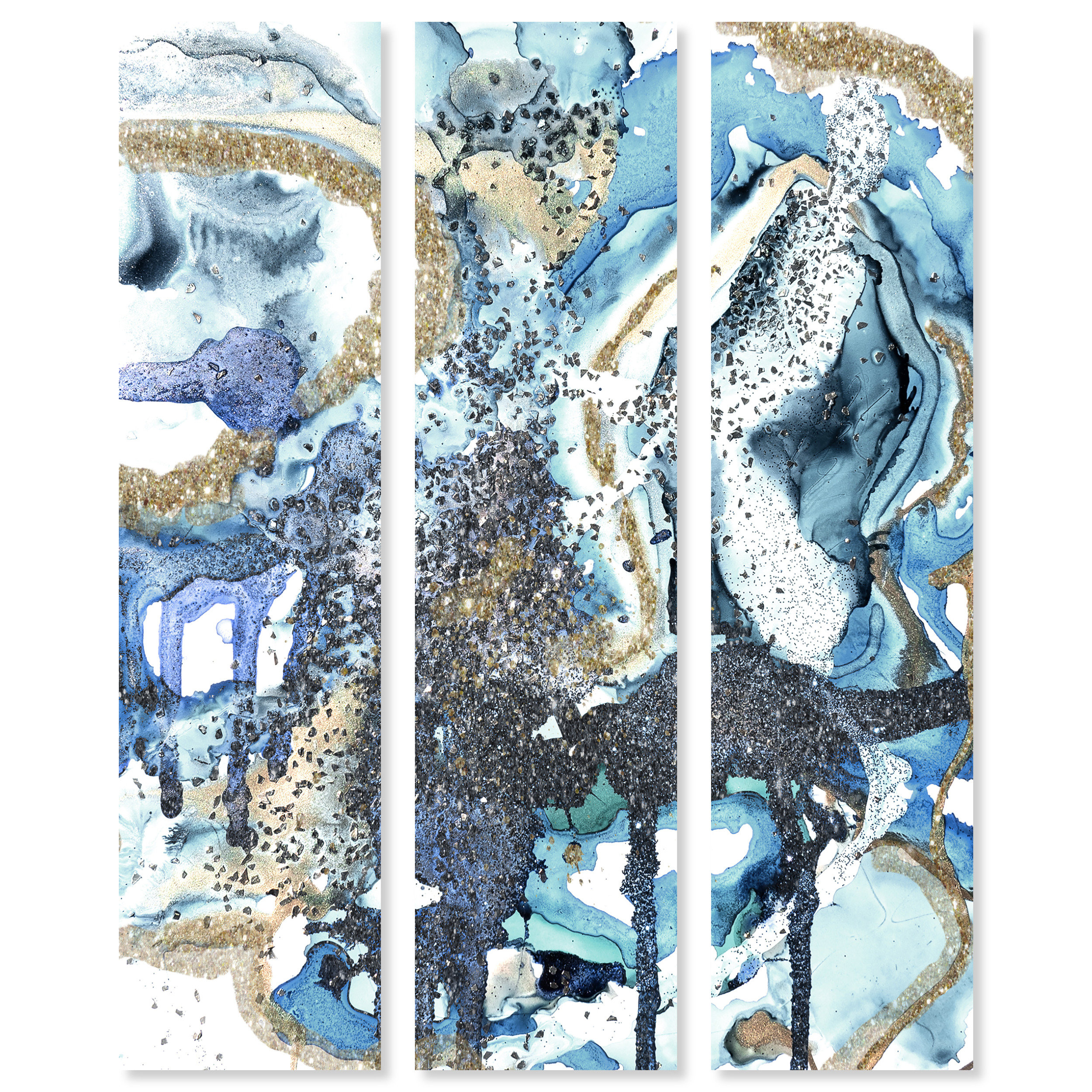 Oliver Gal Distant Meltdown Triptych, Abstract Texture Splash Modern ...