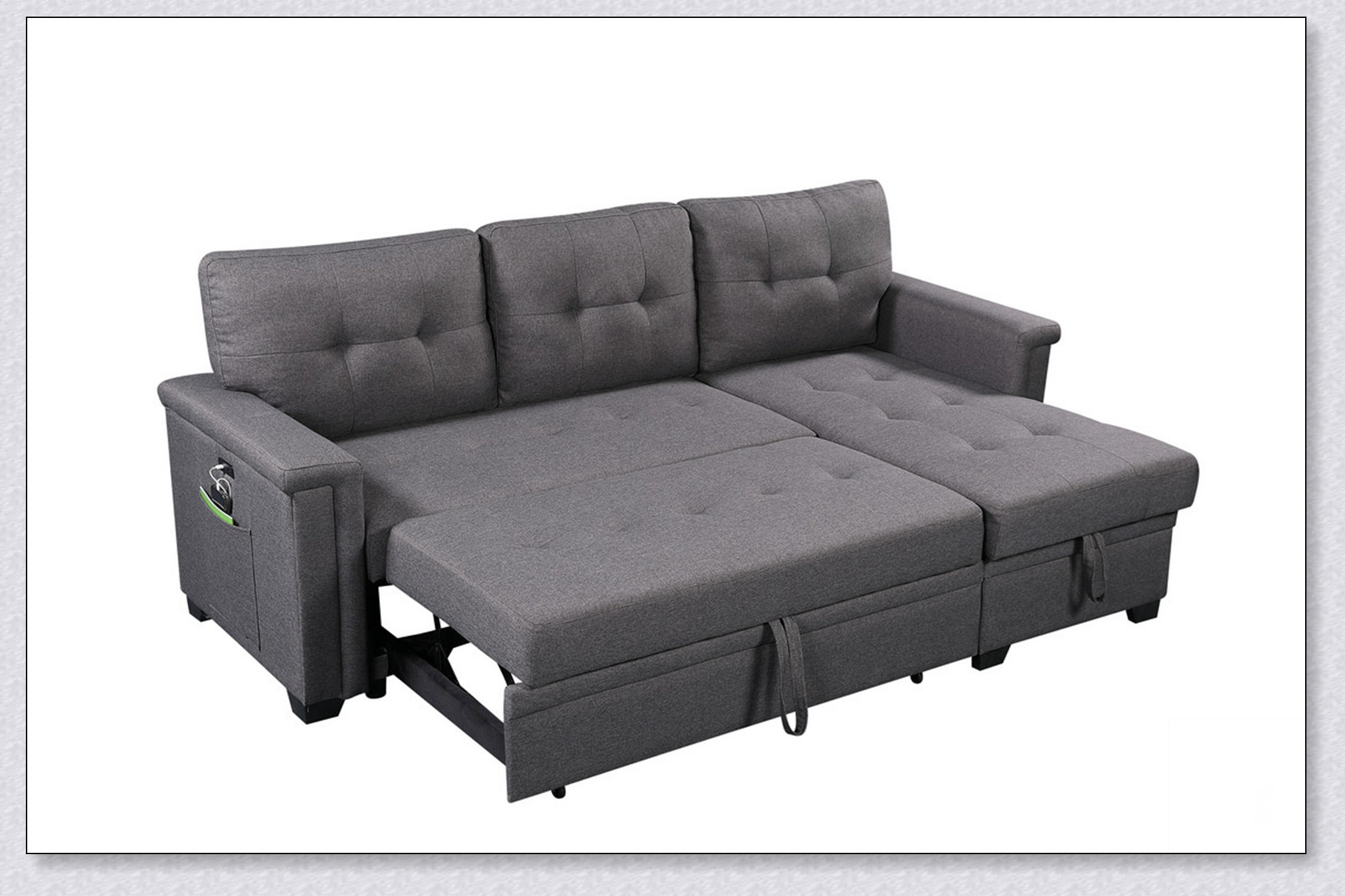 George Oliver Nathan 84" Reversible Sleeper Sectional Sofa - Wayfair Canada