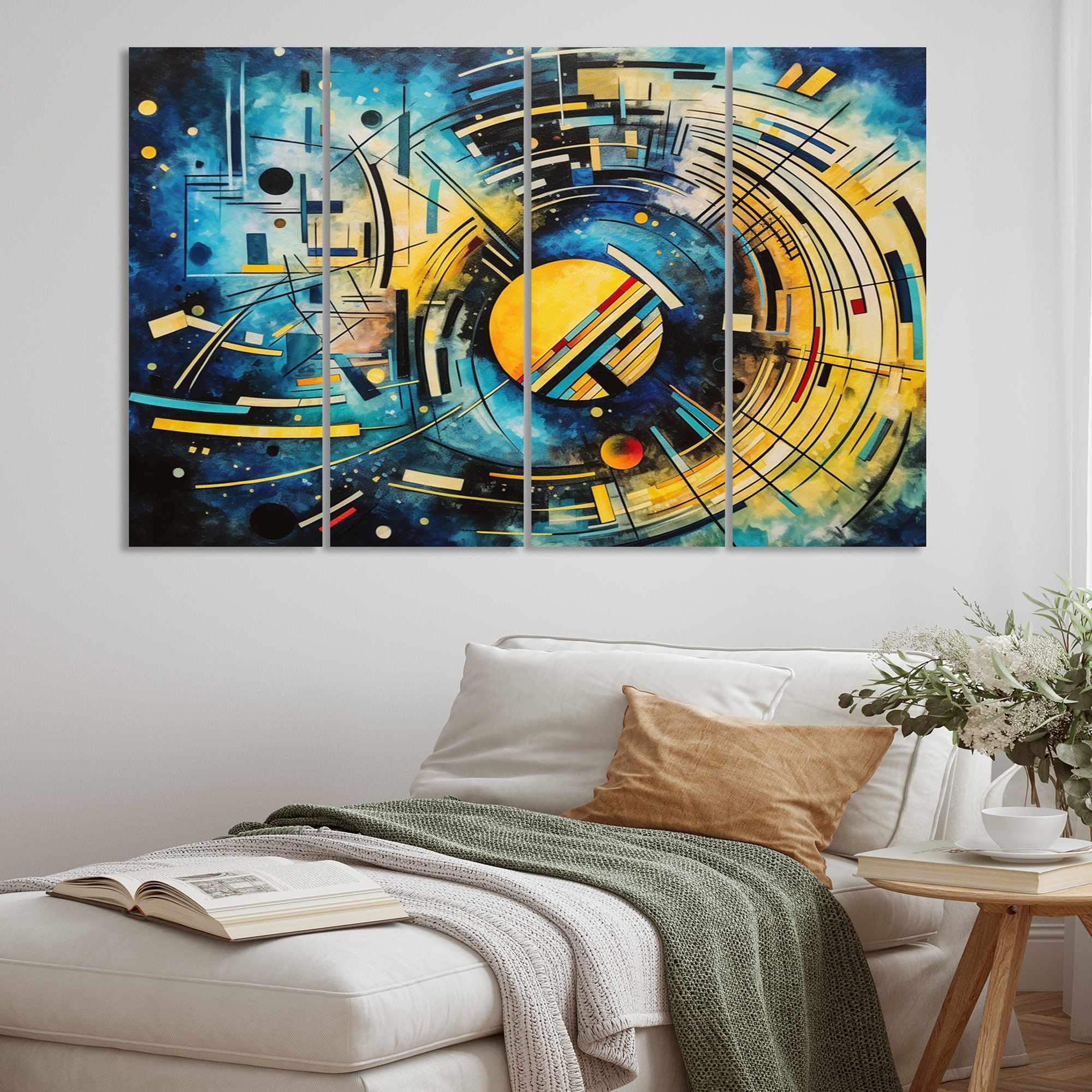 DesignArt Blue Ethereal Symmetry I - Abstract Shapes Metal Wall Decor ...