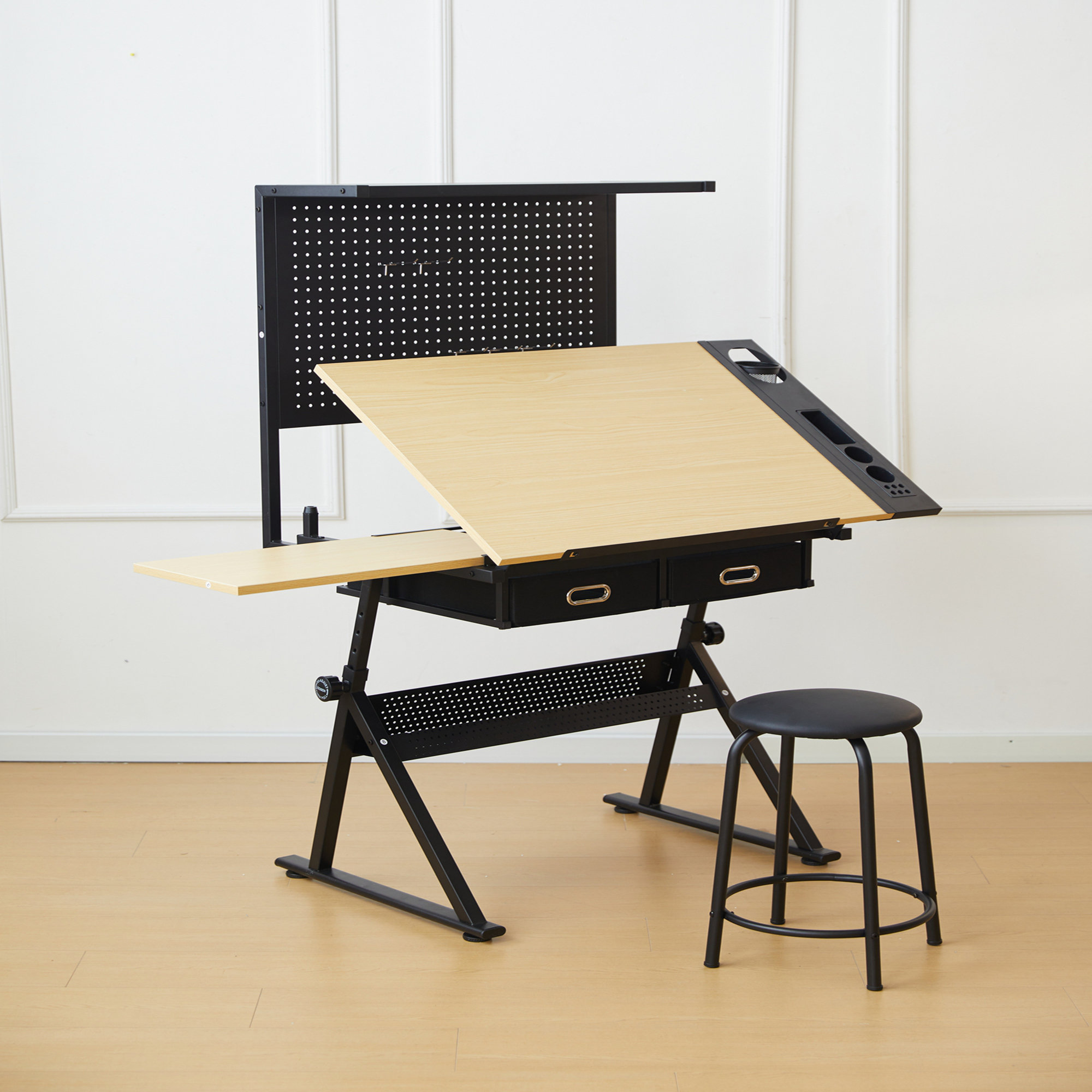 17 Stories drafting table with Metal perforated board pannel - Wayfair ...