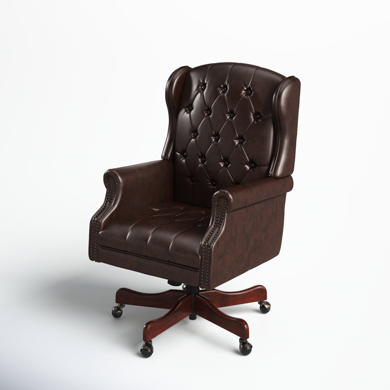 Steelside™ Swain Faux Leather Task Chair with Tufted Back and Nailhead ...