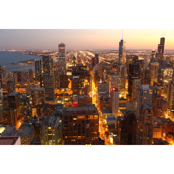 17 Stories Germund Downtown Chicago At Twilight - Wrapped Canvas Print ...