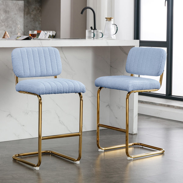Everly Quinn Drevaughn Upholstered 27'' Counter Stool with Metal Frame ...