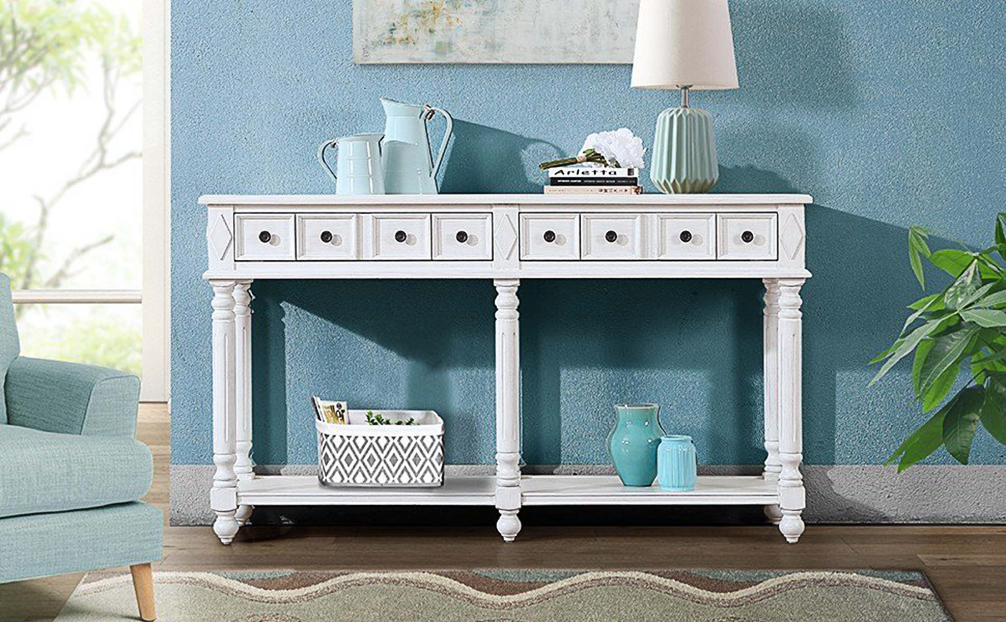 Charlton Home Crysten 58" Retro Console Table Entryway Table Sideboards ...