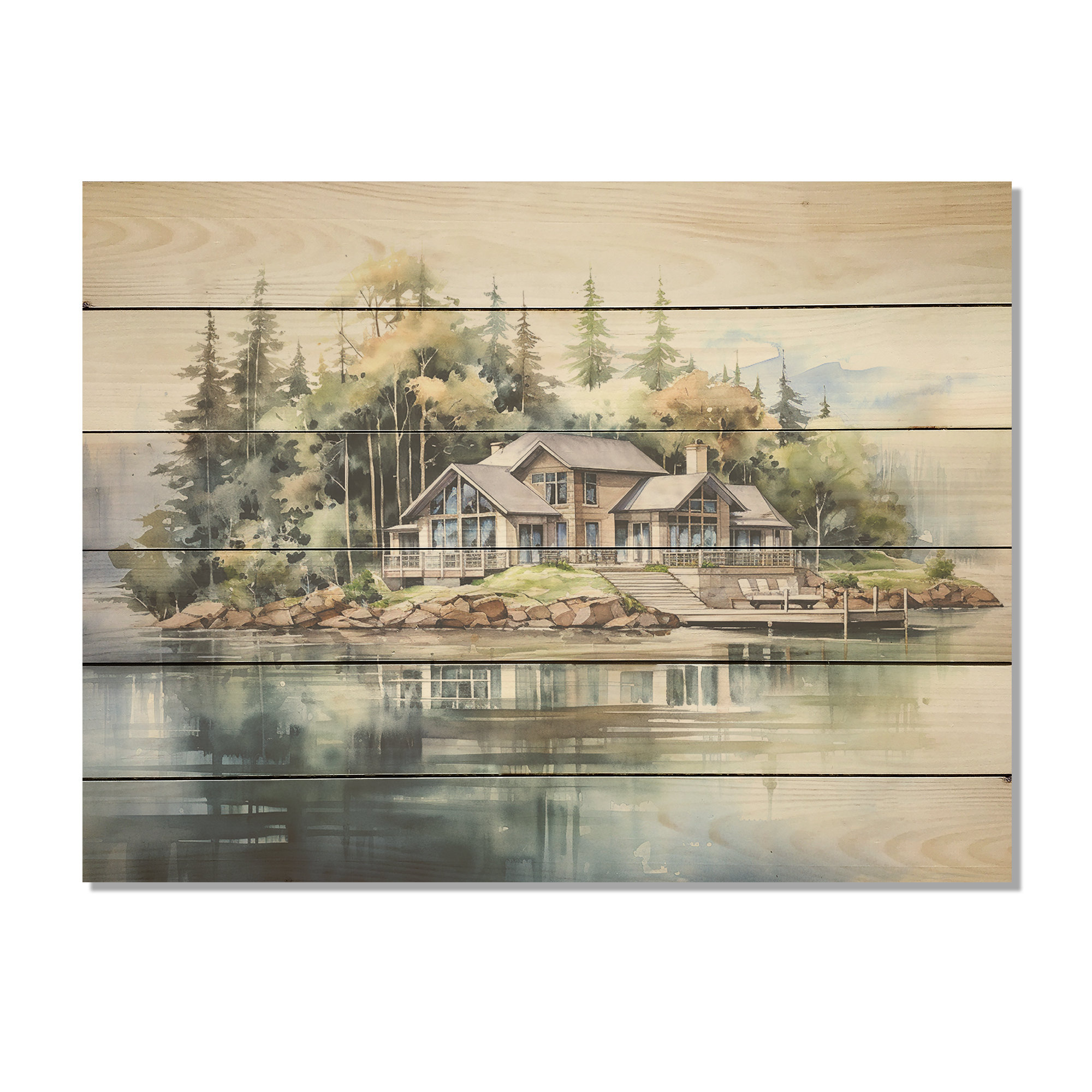 Lark Manor™ Lake House Reflective Beauty I - Lakes Lakehouse Wood Wall ...