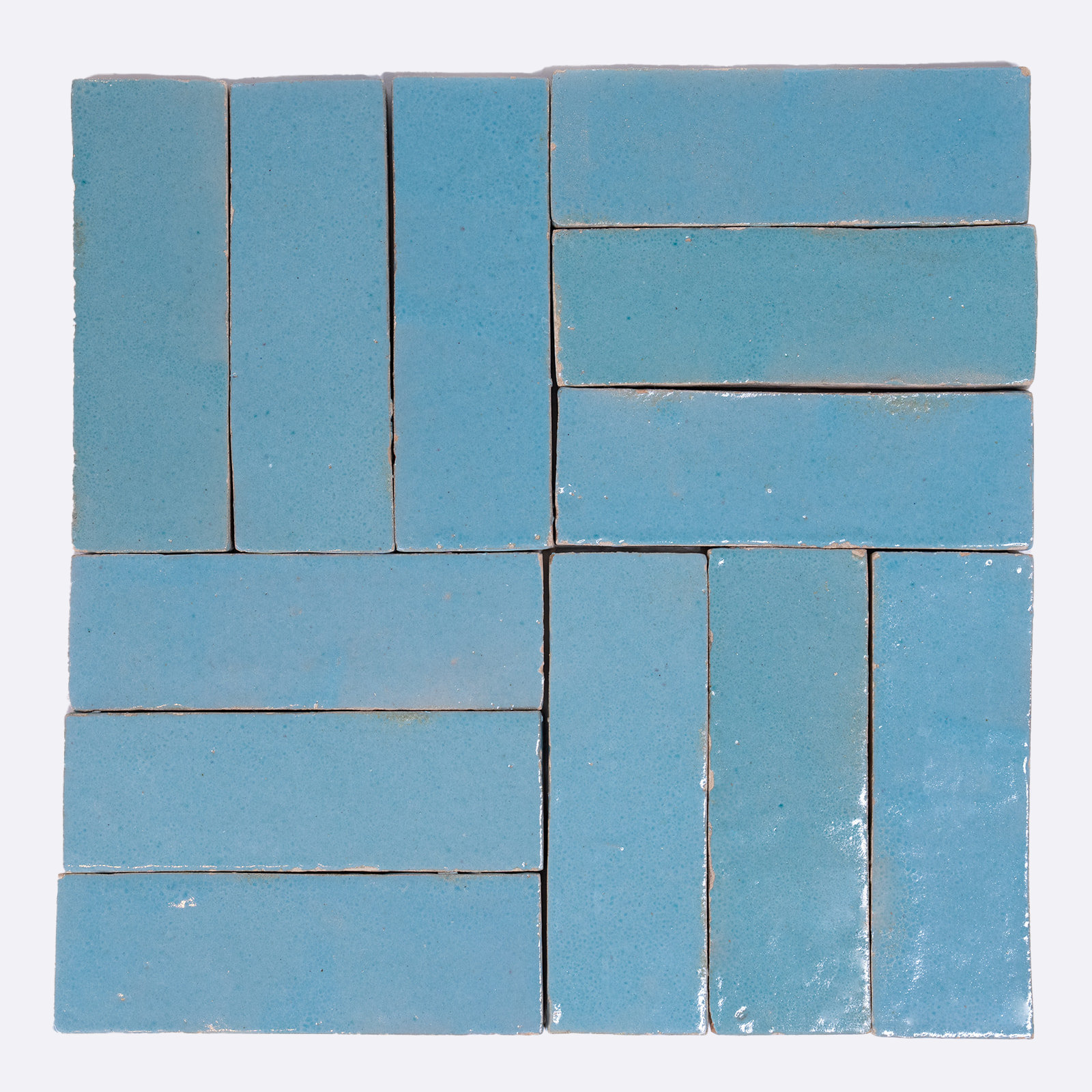 Moroccan Mosaic Handmade 2" x 6"-in Moroccan Zellige Solid Color Powder ...