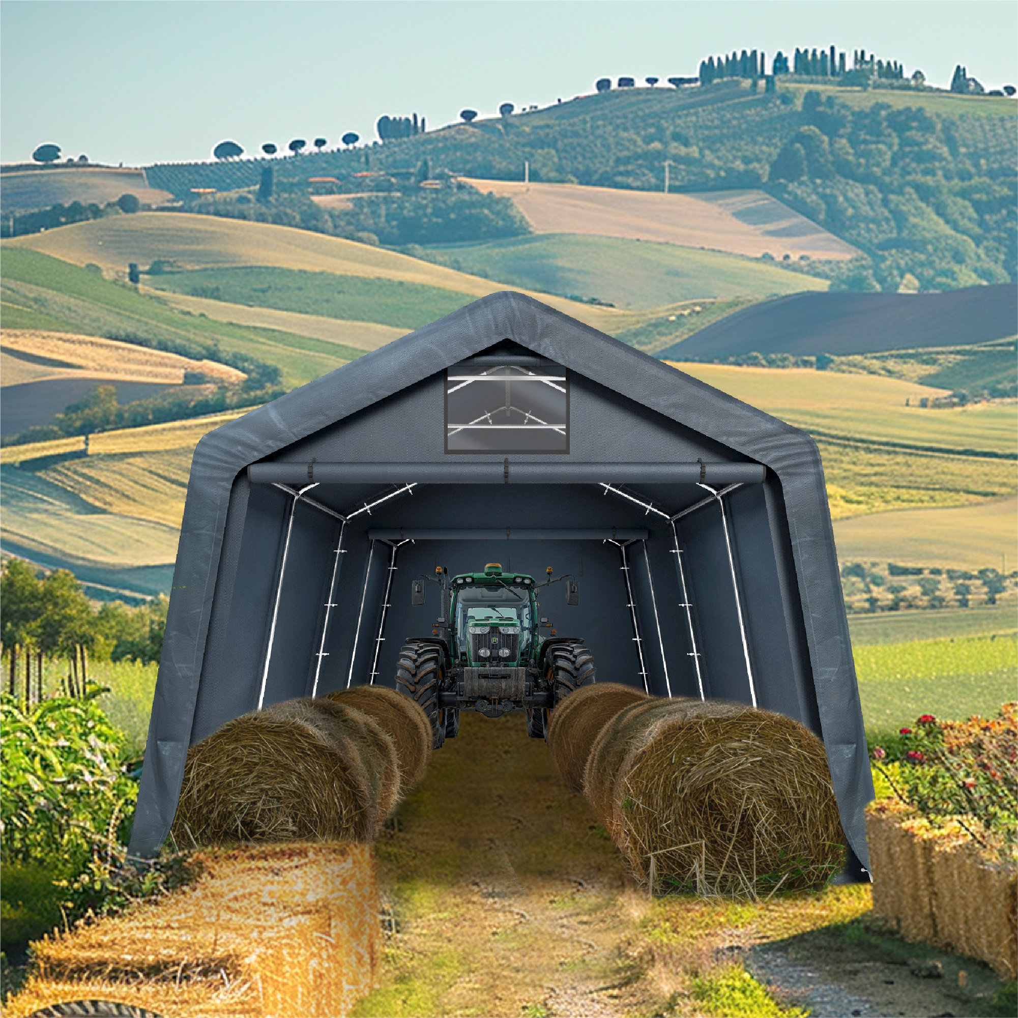 Alphamarts 13 Ft. W x 22 Ft. D Galvanized Steel Storage Canopy ...