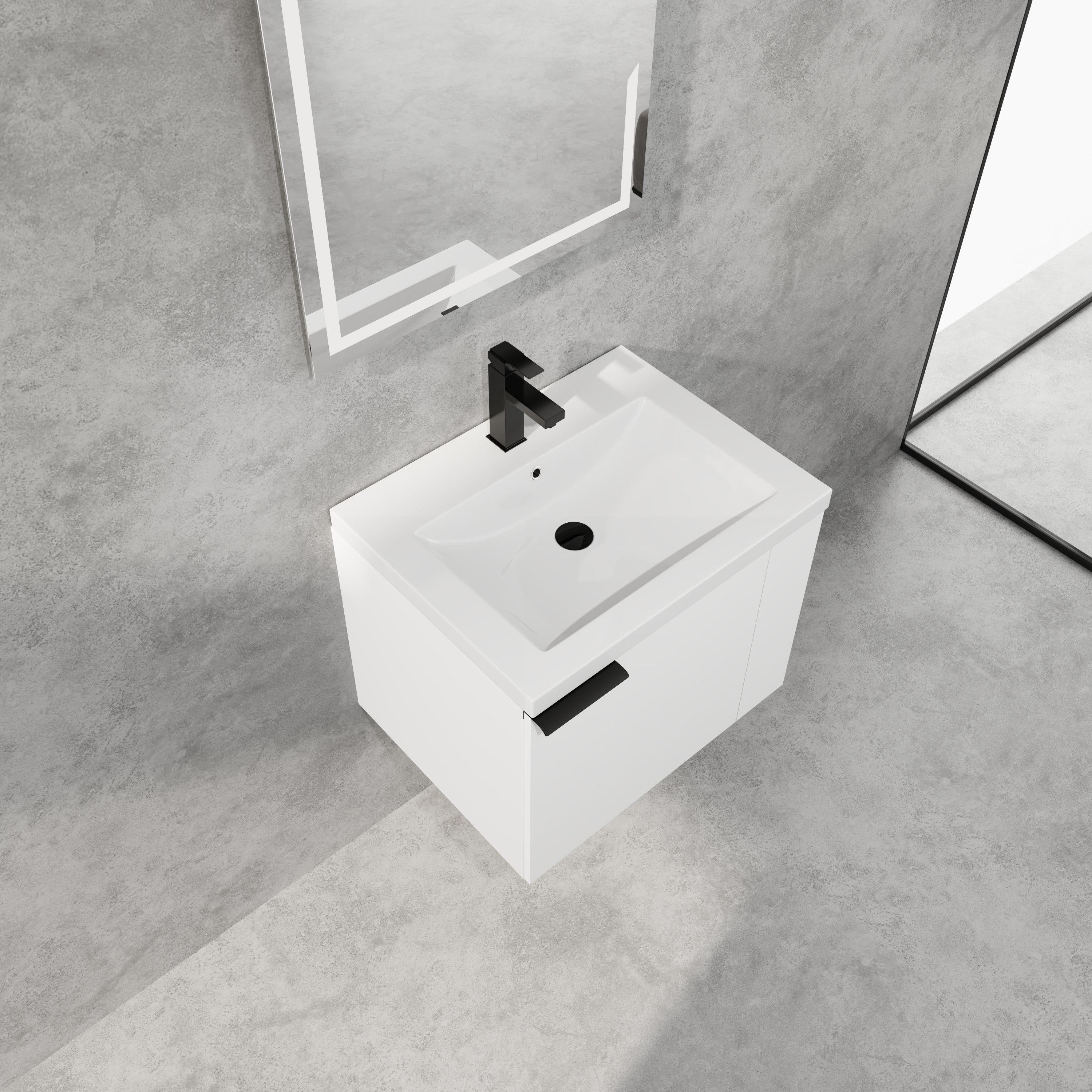 Ebern Designs White Modern Composable Bathroom Vanity Combo For Big ...