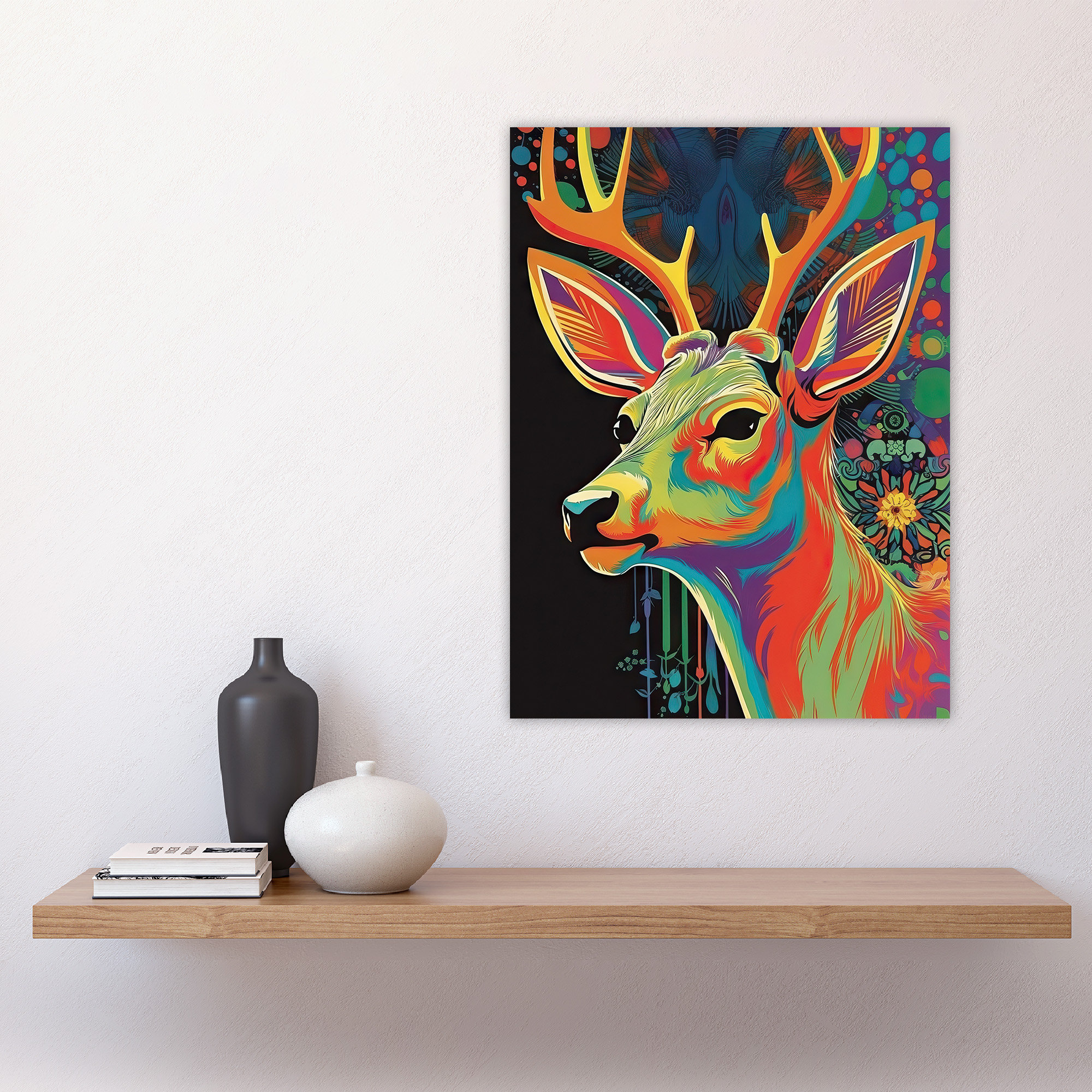 World Menagerie Wall Art Print Psychedelic Buck Multicoloured Deer ...