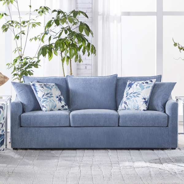 Latitude Run® Jakeira 3-Seater Polyester Fabric Couch, Blue Slate ...