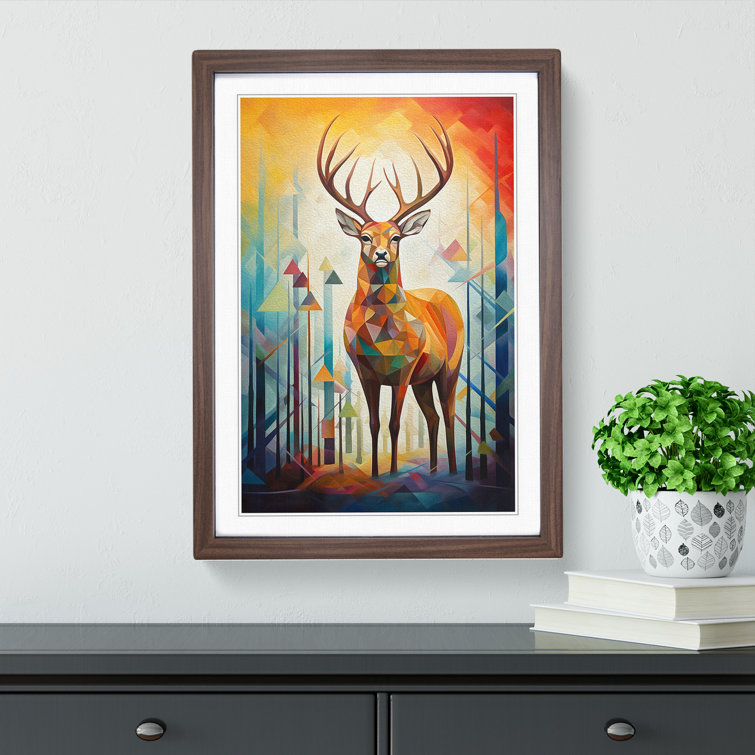 Alpen Home Deer Cubism - Single Picture Frame Art Prints on Wood ...