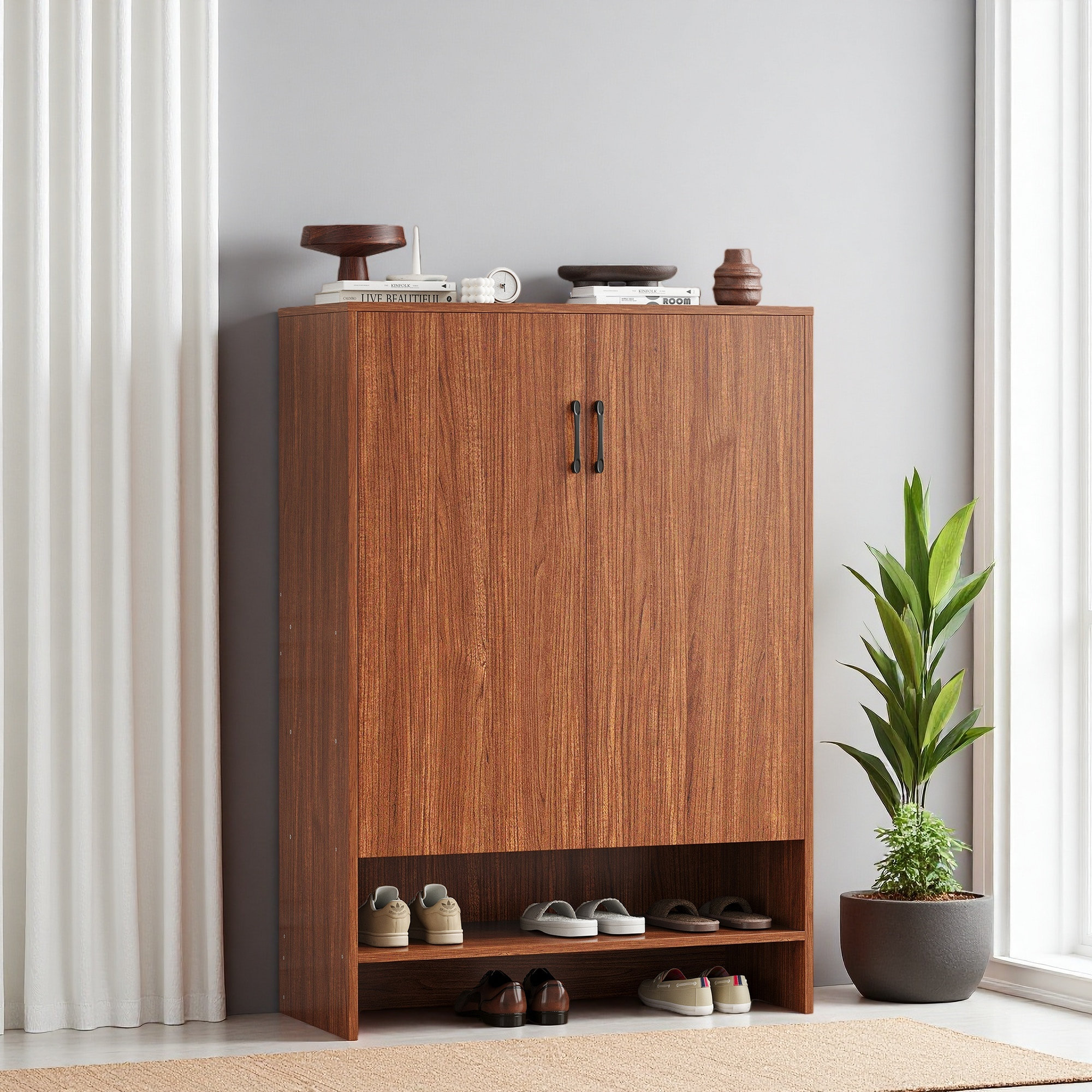 Rebrilliant Shoe Cabinet With Doors, 7 Tier 28 Pairs Shoe Cabinet ...
