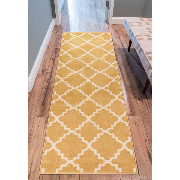 Winston Porter Galli Lattice Gold Area Rug & Reviews | Wayfair