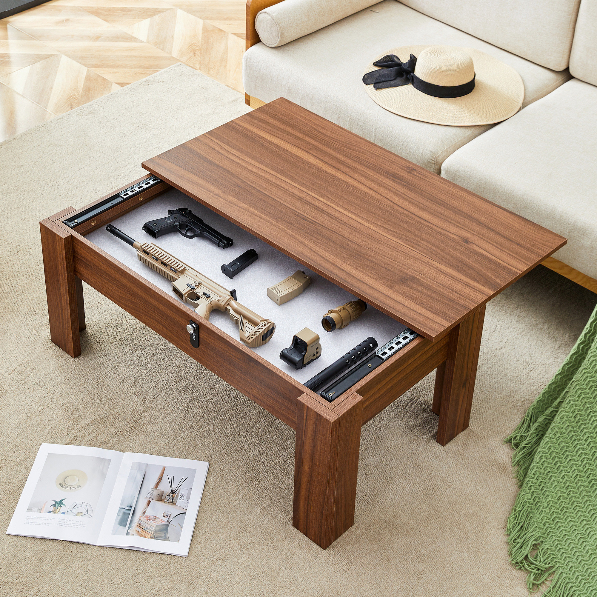 LIYU Multi-Functional MDF Coffee Table With Password Lock, Suitable For ...
