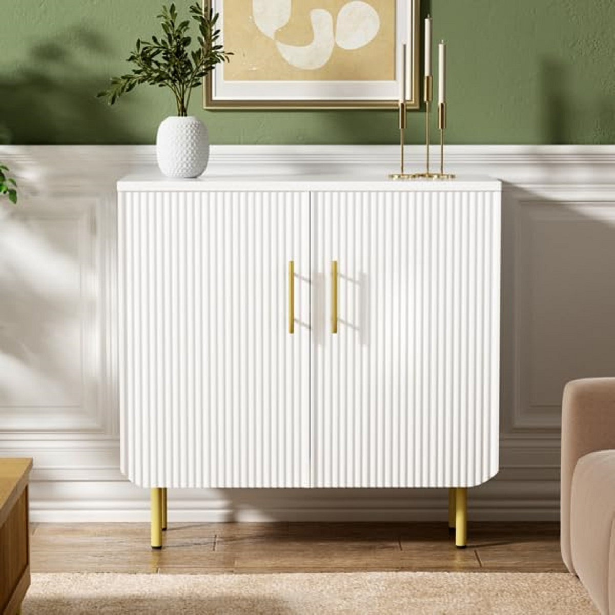 Mercer41 2 Doors Modern Storage Cabinet With Adjustable Shelves And ...