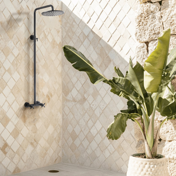 AQGA 48-1/2”H Wall Mounted Outdoor Exposed Shower Fixtures Dual Handle ...