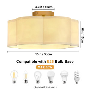 Mercer41 Greidys Gold Semi Flush Mount Ceiling Light, 6-Light Ceiling ...