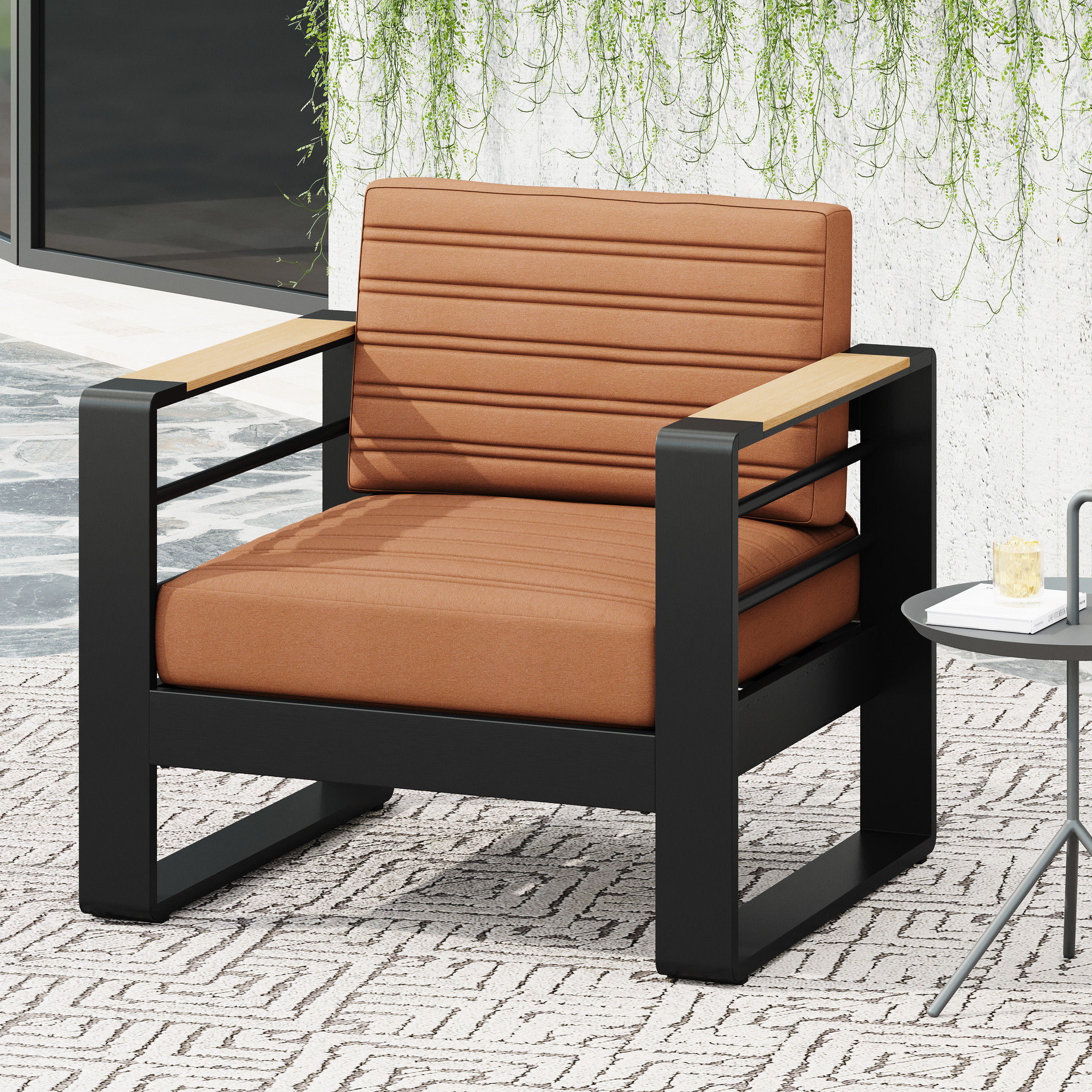 huibaoxiang Outdoor Chair With Aluminum Frame - Rust-, Slat Design ...