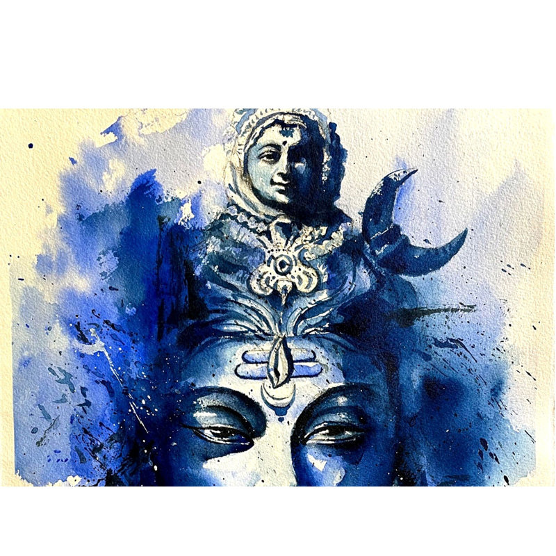 Exotic India Blue Portrait Of Lord Shiva | Water Color | Painting By ...