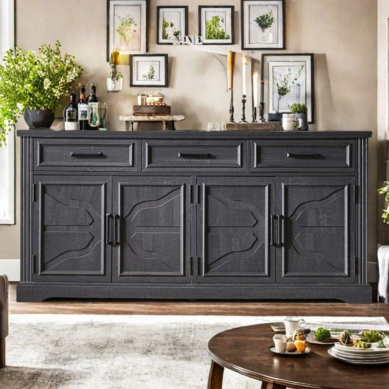 Red Barrel Studio® 66" Large Buffet Sideboard Cabinet with 4 Doors and ...