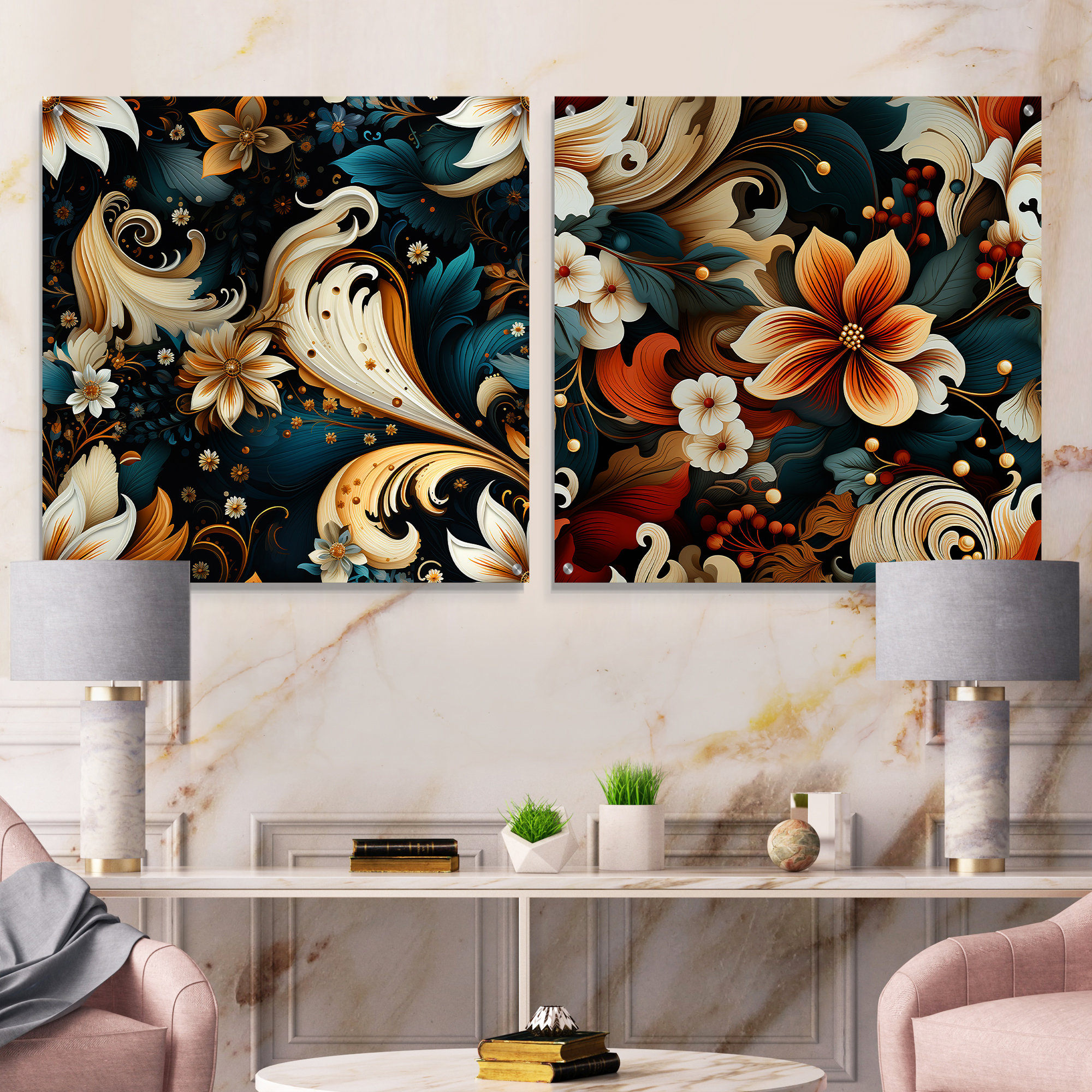 Design Art Bohemian Paisley Earth Tones - Abstract Acrylic Wall Art ...