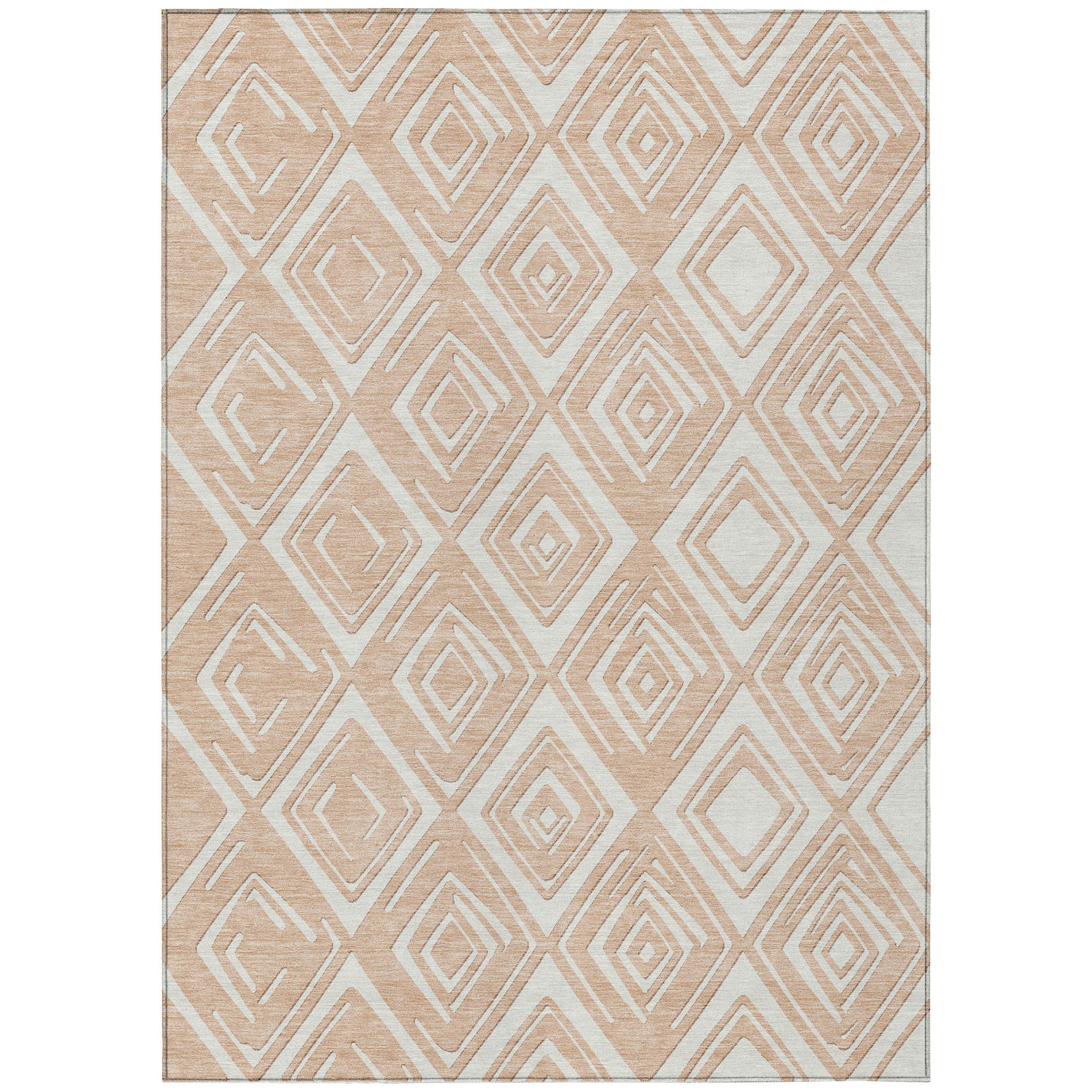 HomeRoots Tapis intérieur / extérieur géométrique lavable pêche et ivoire 9 pi x 12 pi - Wayfair ...