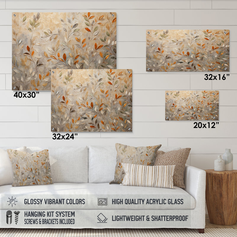 Lark Manor™ Beige Botanical Impressions I - Abstract Botanicals Acrylic ...