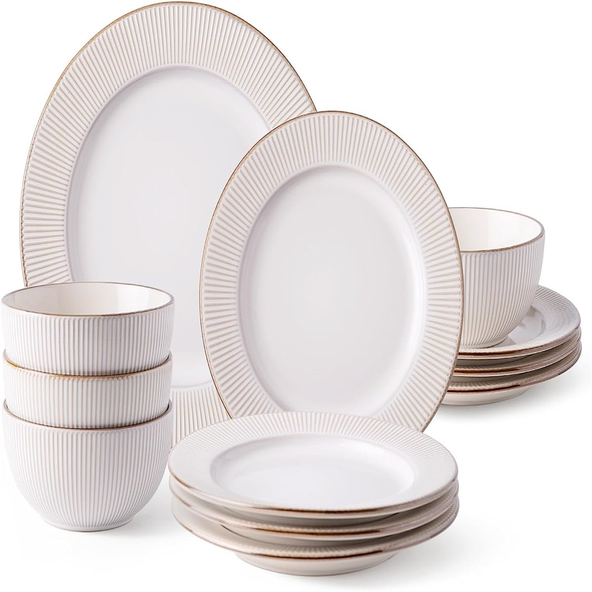 Orren Ellis Ceramic Dinnerware Sets, Elegant Stoneware Plates And Bowls ...