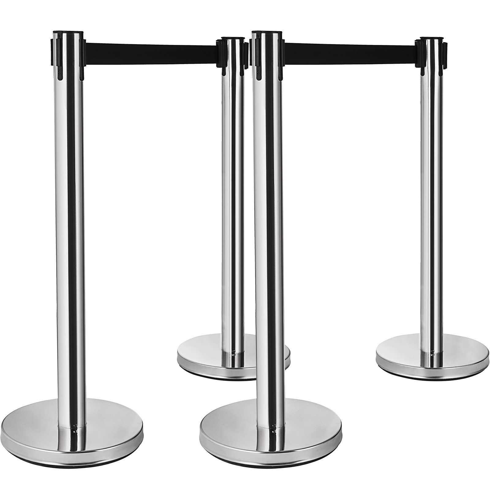 VEVOR Crowd Control Stanchions Barriers 6-Pack with 3PCS Retractable ...