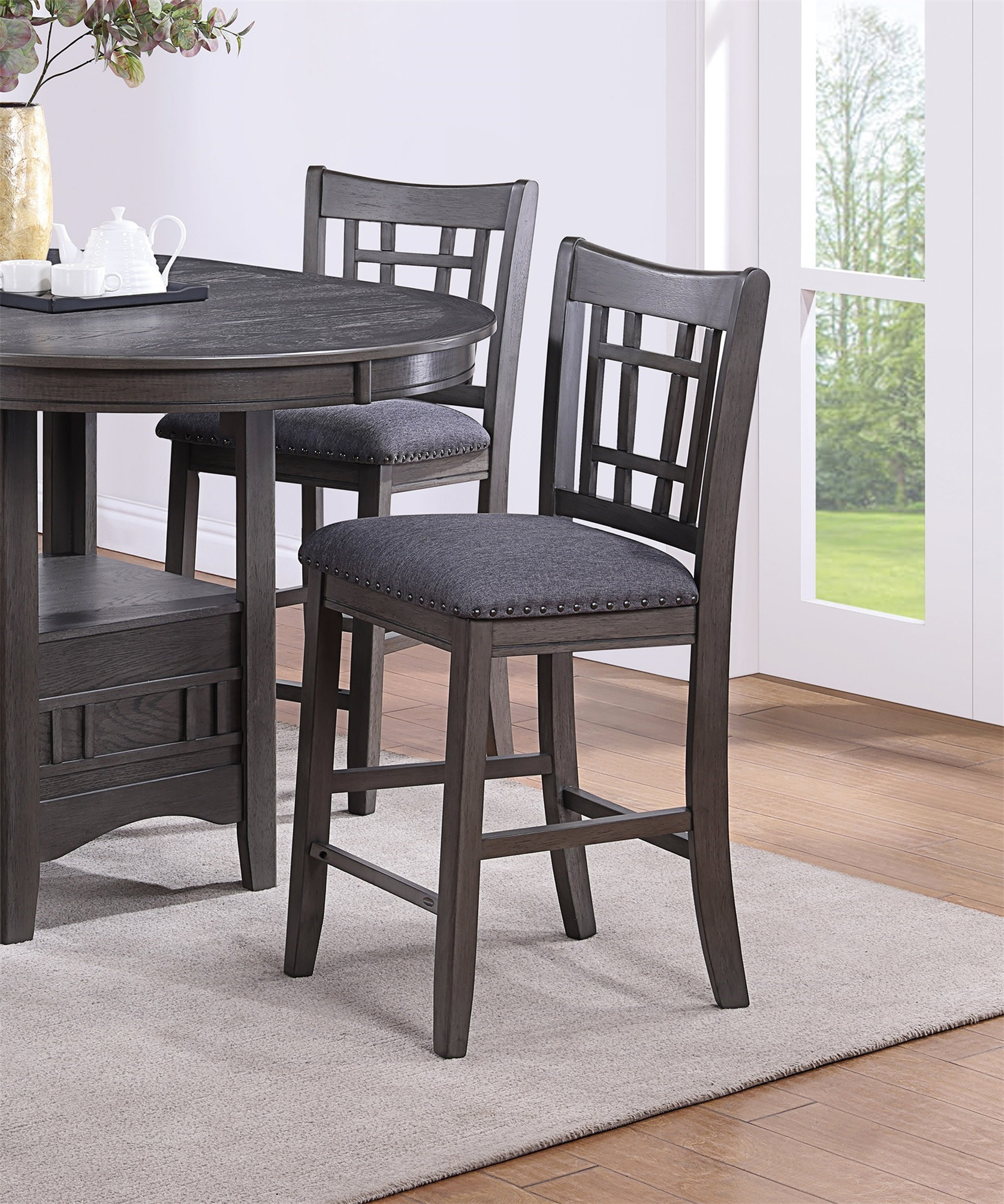 Wildon Home® Set Of 2Pc High Chairs Dining Room Furniture Grey Solid ...