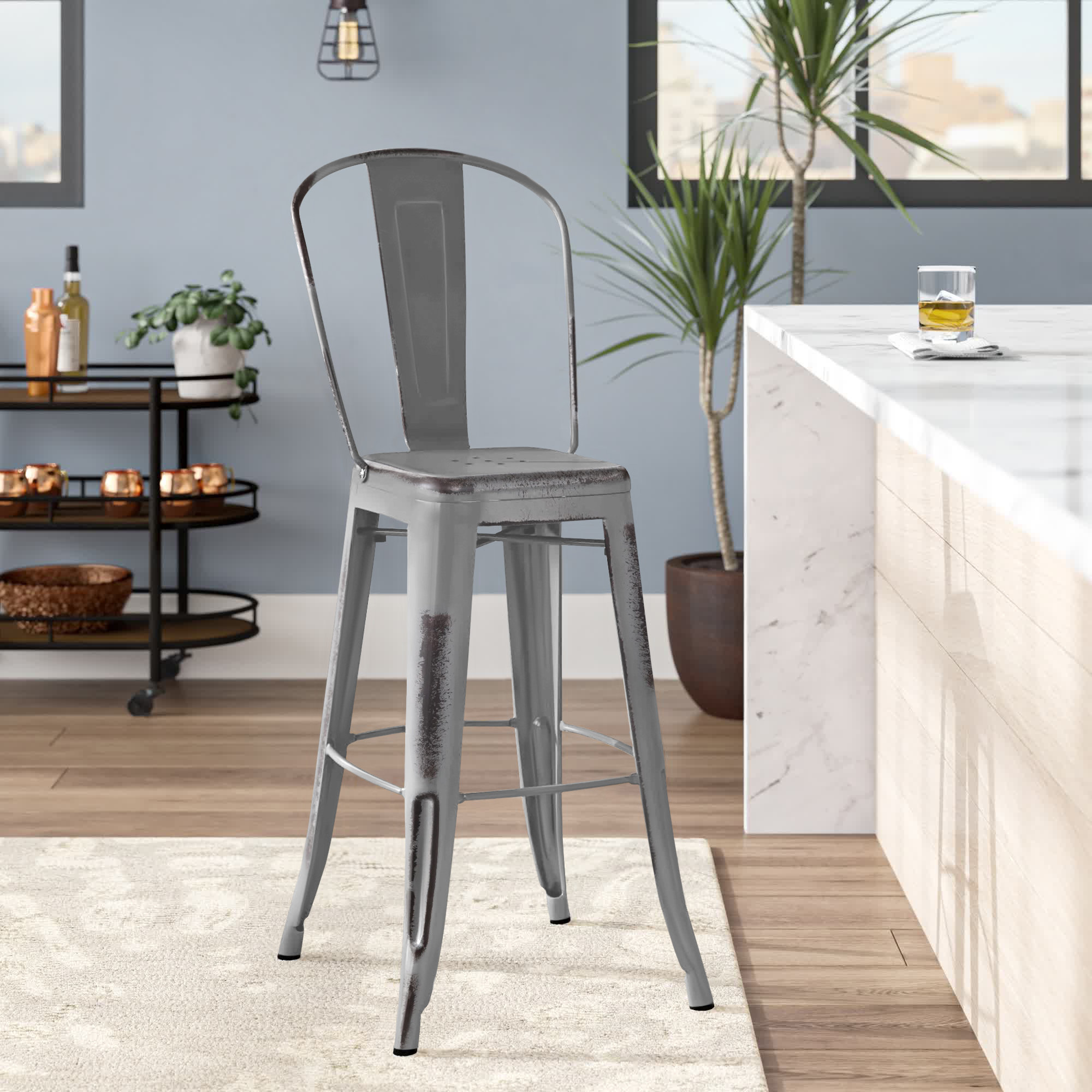 Trent Austin Design® Iddings Metal Indoor-Outdoor Counter Height Stool ...