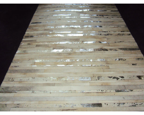 Modern Rugs Flatweave Leather Area Rug in Silver/Neutral | Perigold