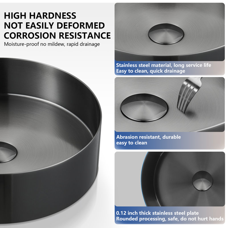 Mercer41 Kainon 15.5'' Stainless Steel Circular Bathroom Sink & Reviews ...