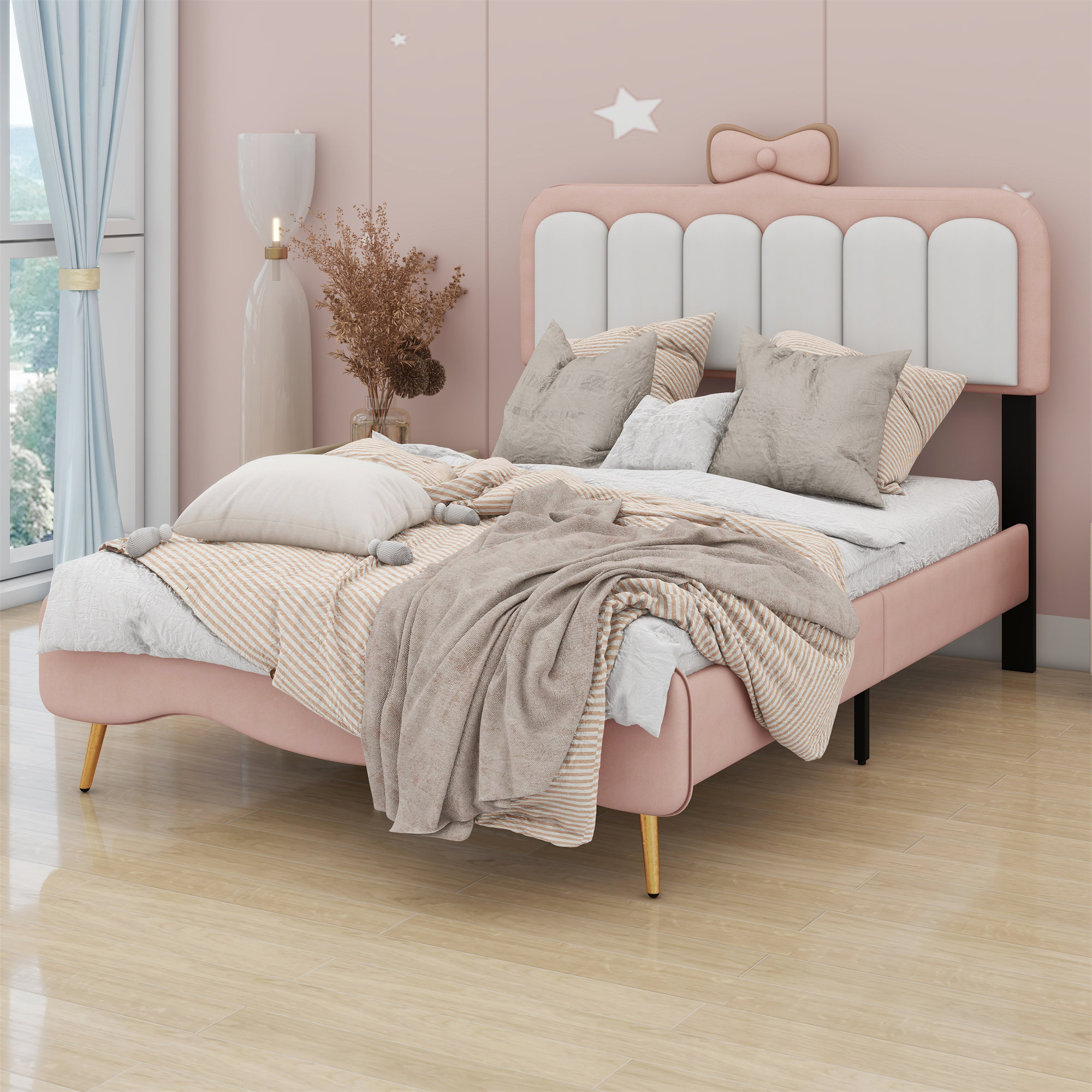 Gemma Violet Princess Bed With Bow-Knot Headboard And Footboard | Wayfair