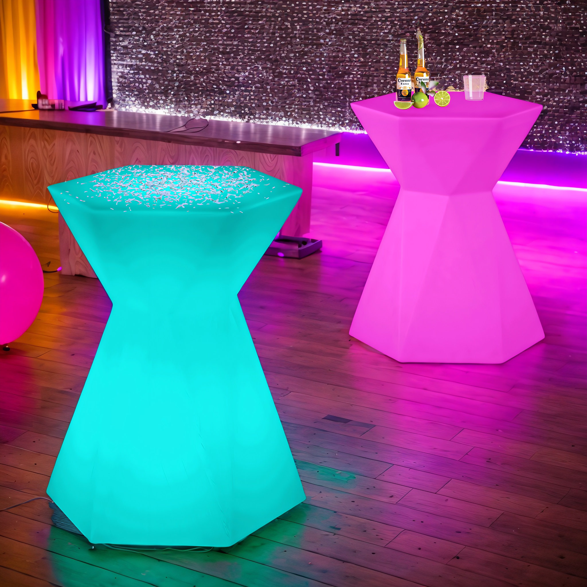Wrought Studio™ Led Light Up Bar Table, 16 Rgb Colours Changing Light ...