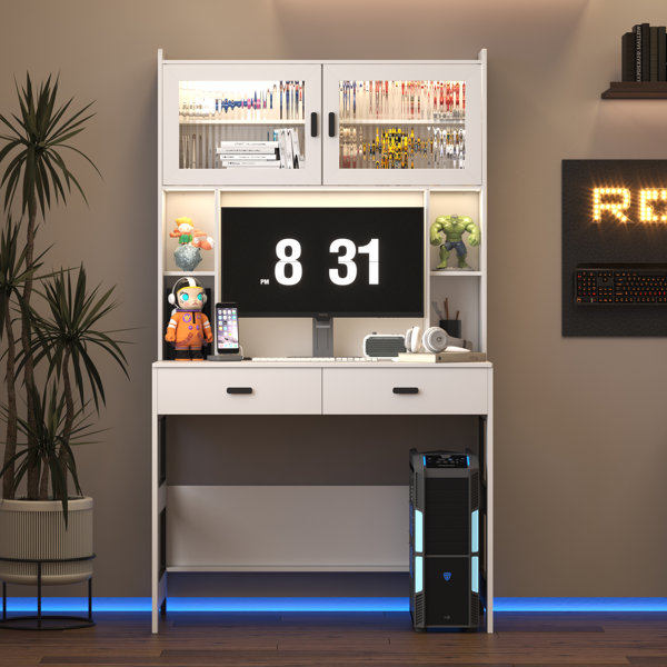 Latitude Run® Shona 40'' W Rectangle Computer Desk with Hutch and ...